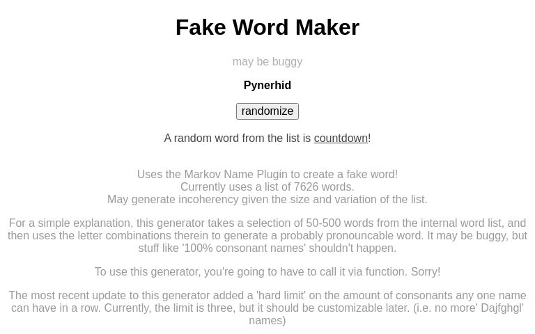 Fake Word Maker ― Perchance Generator