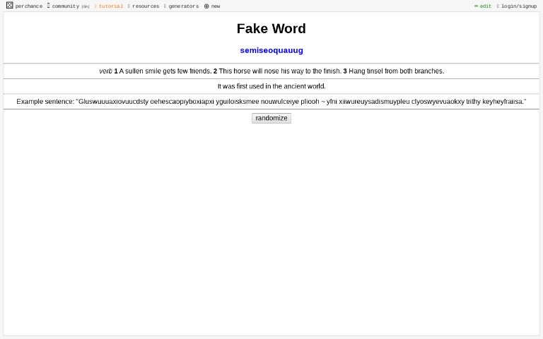 Fake Word ― Perchance Generator