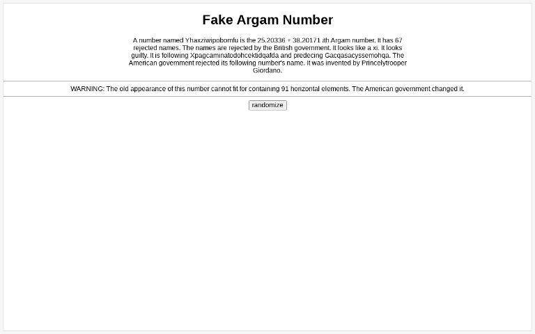 Fake Argam Number ― Perchance Generator