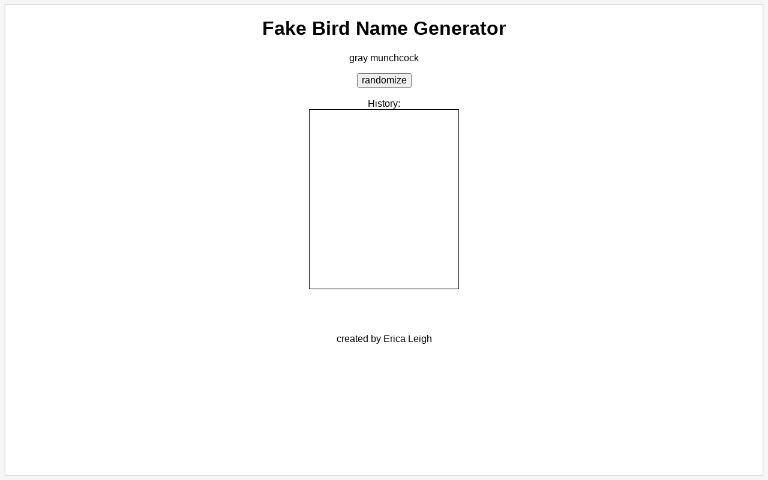 Fake Bird Name Generator