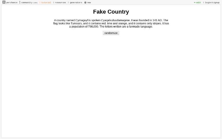 Fake Country ― Perchance Generator