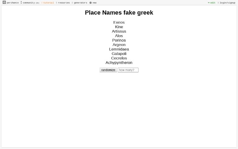 Place Names fake greek ― Perchance Generator