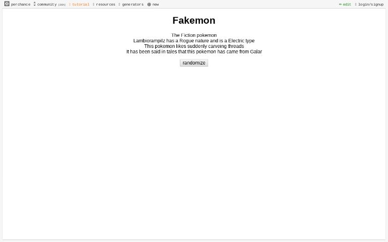 Fakemon ― Perchance Generator