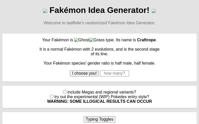 Fakémon Idea Generator!