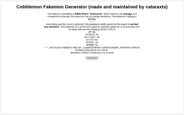 Cobblemon Fakemon Generator (made and maintained by cataraxts)