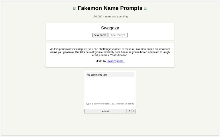 Fakemon Name Prompts ― Perchance Generator