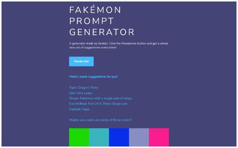 Fakémon Prompt Generator