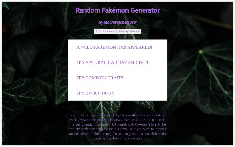 Random Fakémon Generator