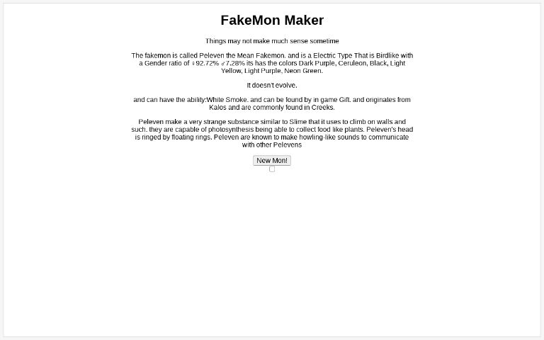 FakeMon Maker ― Perchance Generator