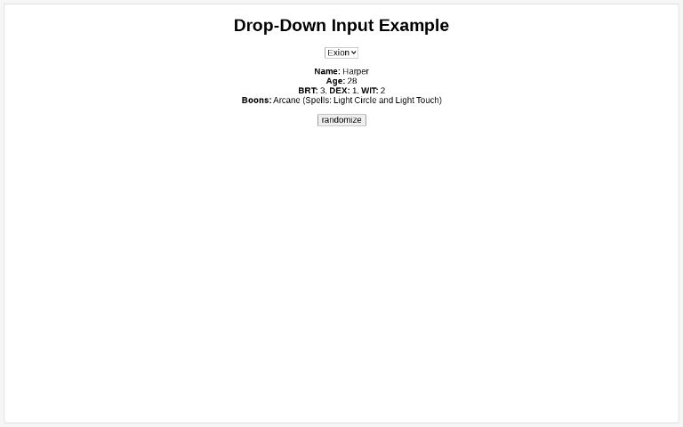 Drop-Down Input Example ― Perchance Generator