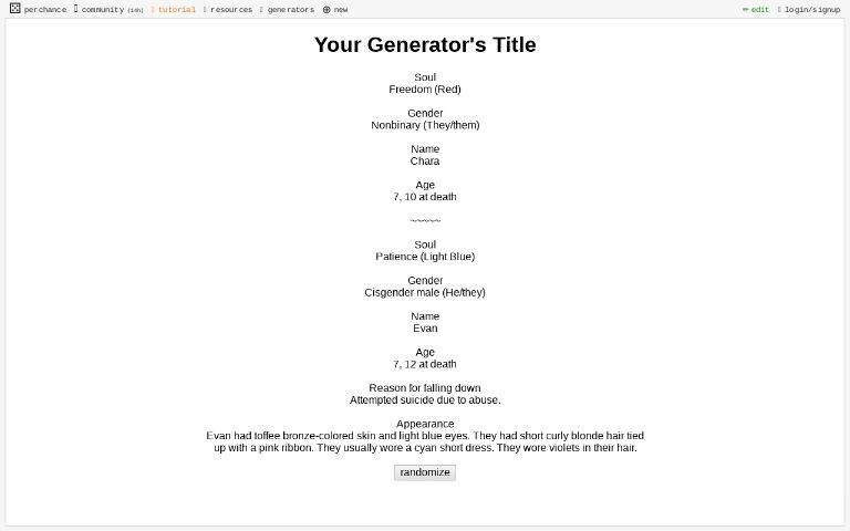 I9e88lns7p ― Perchance Generator