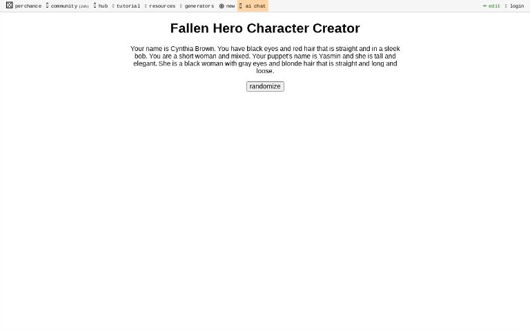 Fallen Hero Character Creator ― Perchance Generator