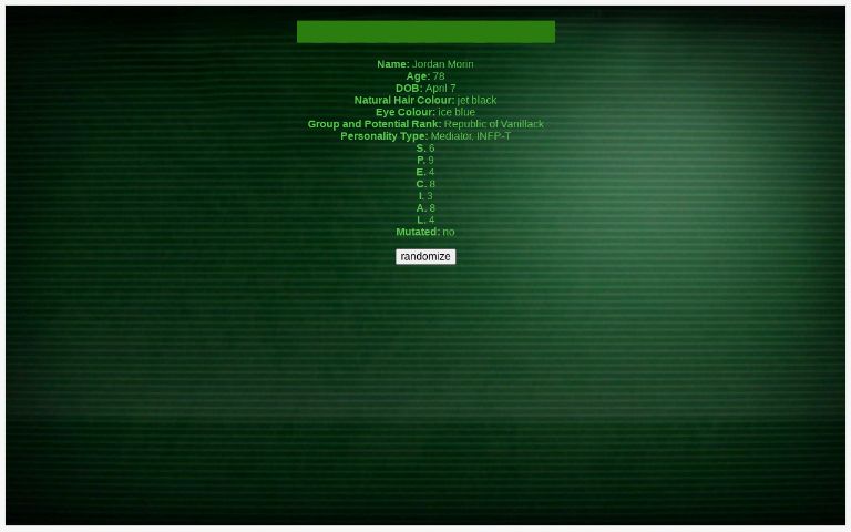 B.C Fallout Character Generator