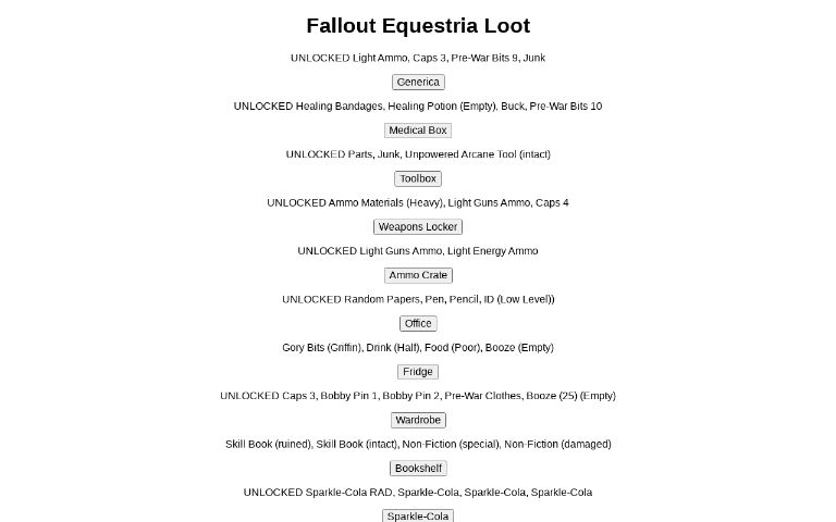 Fallout Equestria Loot ― Perchance Generator