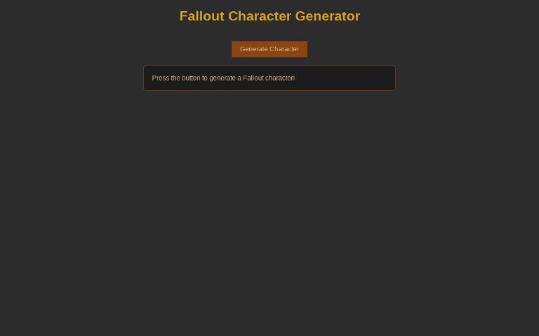 Fallout Character Generator