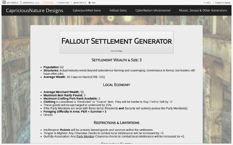 Fallout Settlement Generator