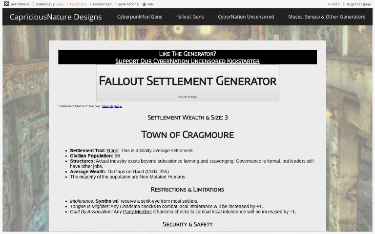 Fallout Settlement Generator