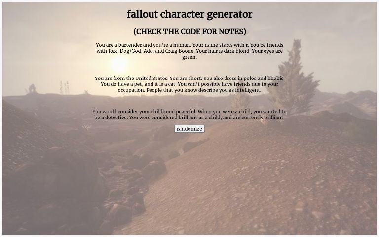 fallout character generator