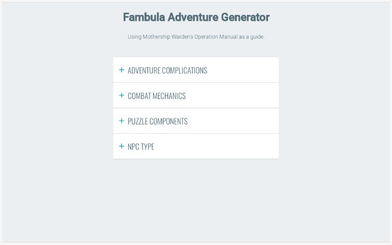 Fambula Adventure Generator
