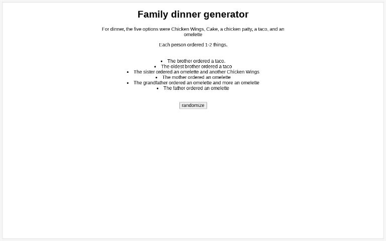 Family dinner generator