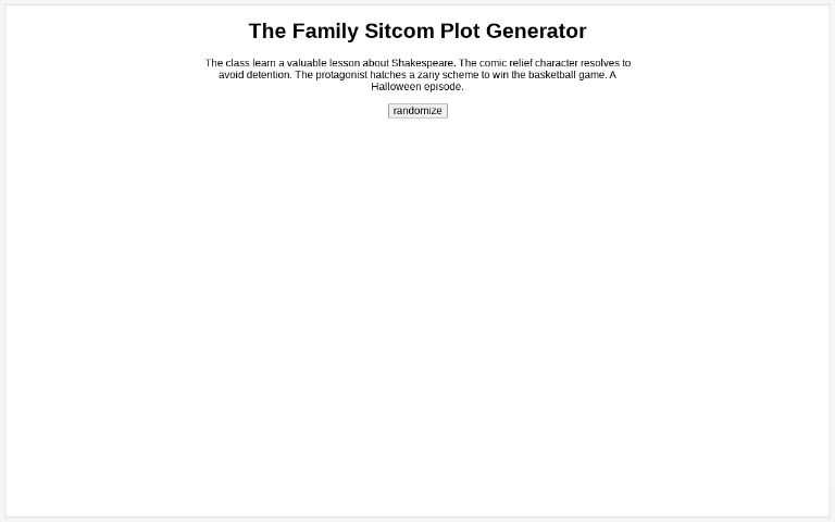The Family Sitcom Plot Generator