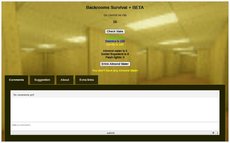 Backrooms Survival + BETA ― Perchance Generator