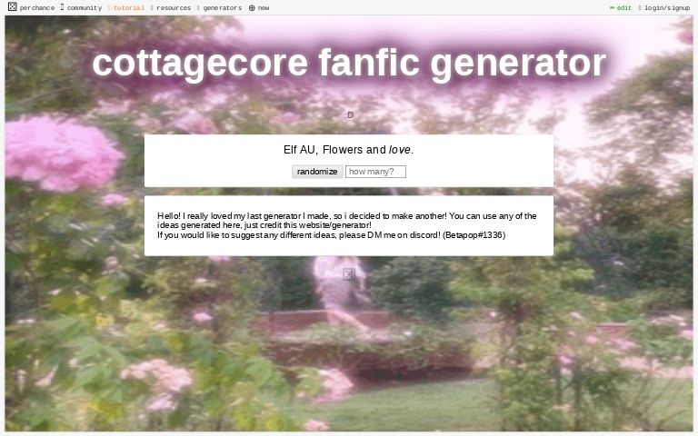 cottagecore fanfic generator