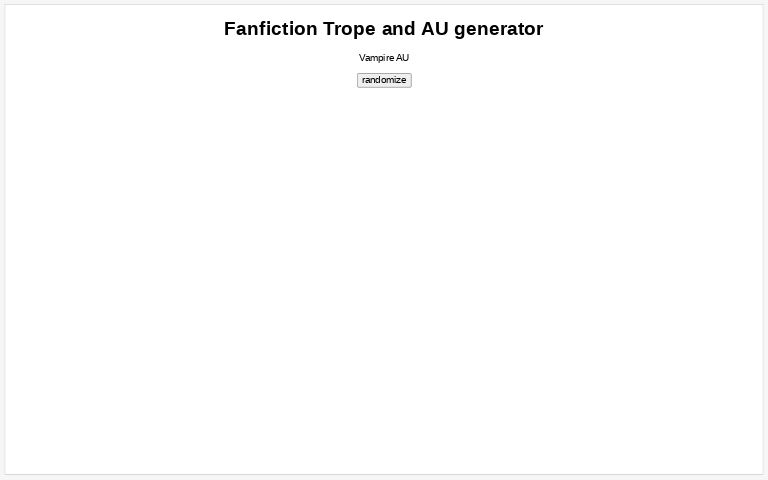 Fanfiction Trope and AU generator