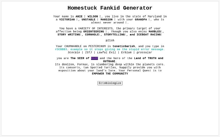 Homestuck Fankid Generator