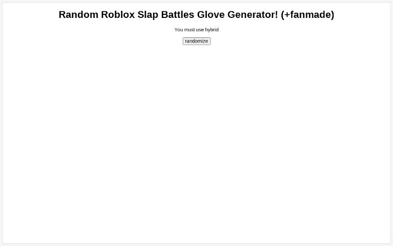 Random Roblox Slap Battles Glove Generator! (+fanmade)