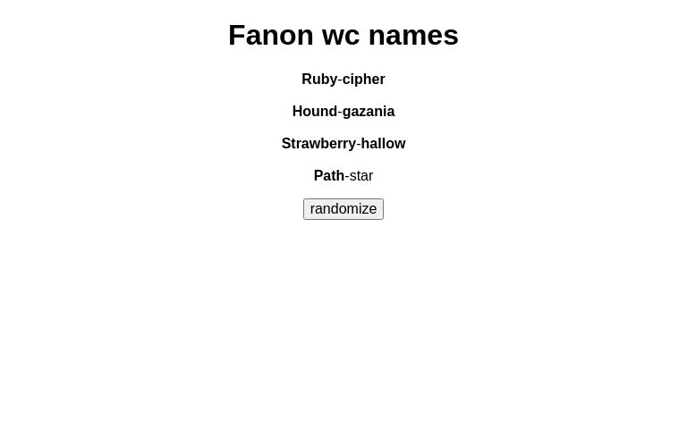 Fanon wc names ― Perchance Generator