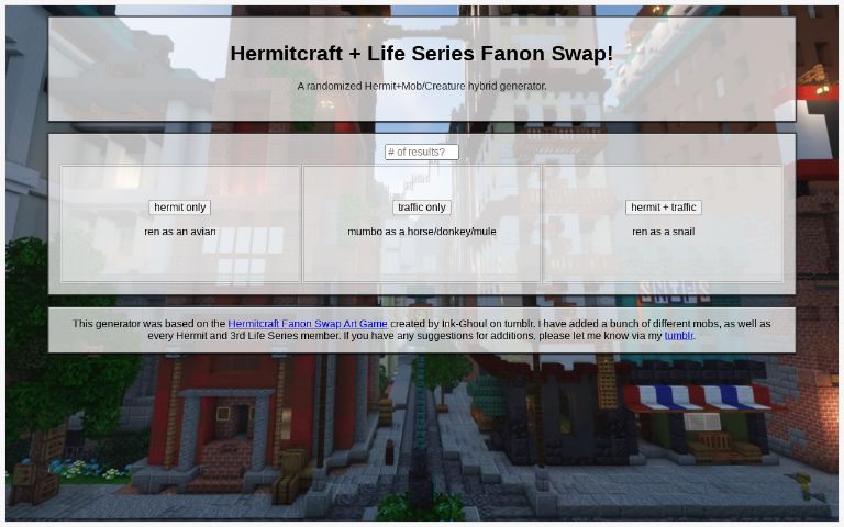 Hermitcraft + Life Series Fanon Swap! ― Perchance Generator
