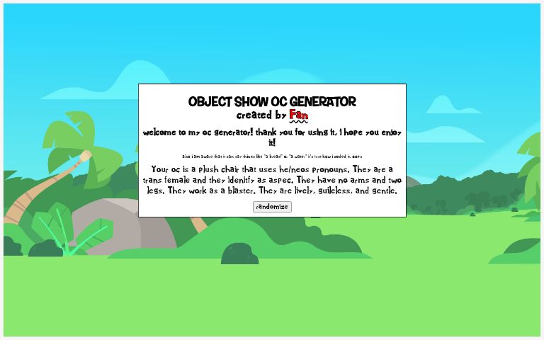 Object Show Oc Generator