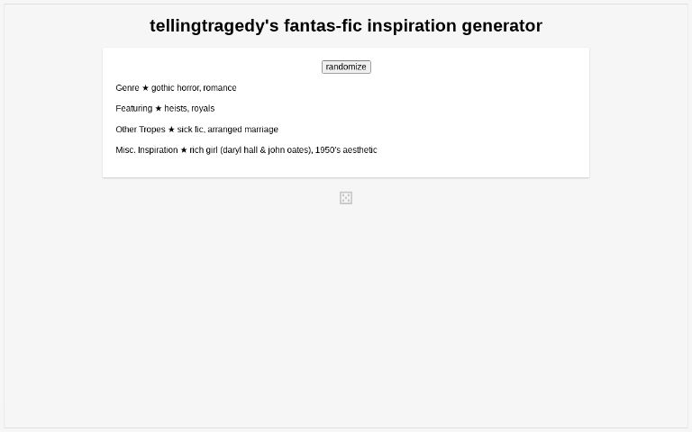 tellingtragedy's fantas-fic inspiration generator