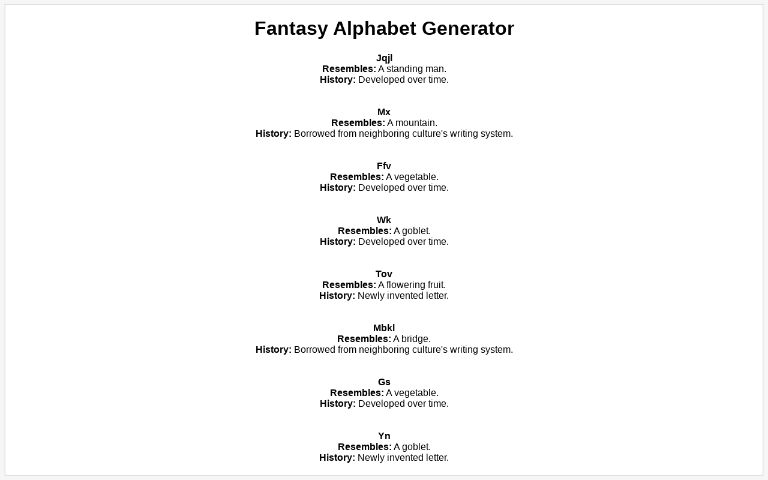 Fantasy Alphabet Generator