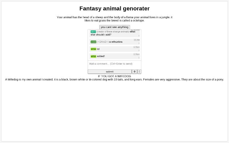 Fantasy animal genorater ― Perchance Generator