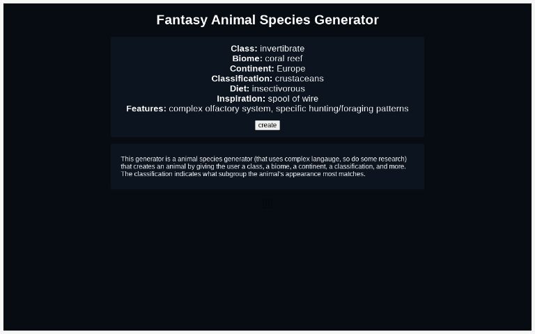 Fantasy Animal Species Generator