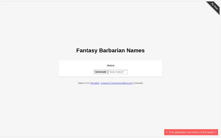 Fantasy Barbarian Names ― Perchance Generator