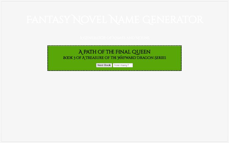 Fantasy Novel Name Generator