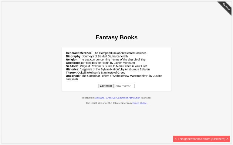 Fantasy Books ― Perchance Generator