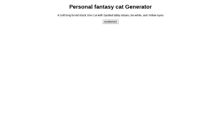 Personal fantasy cat Generator