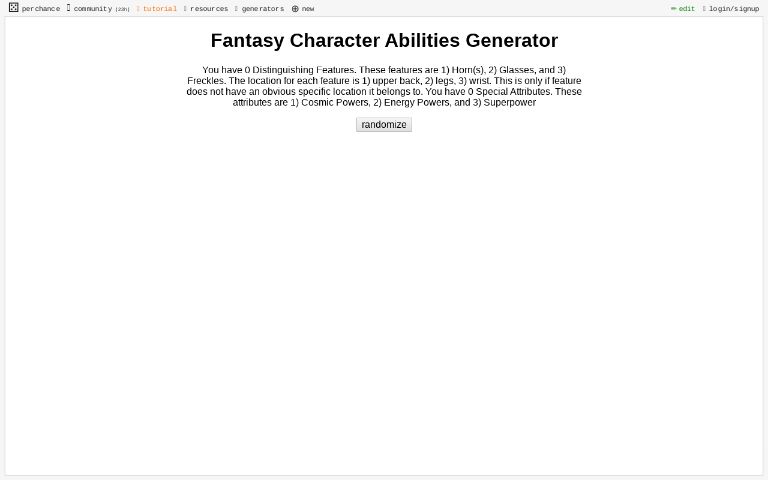 Fantasy Character Abilities Generator