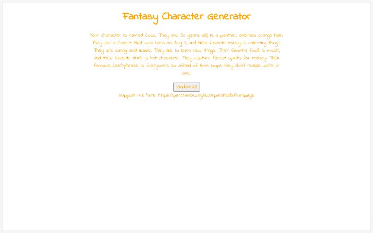 Fantasy Character Generator