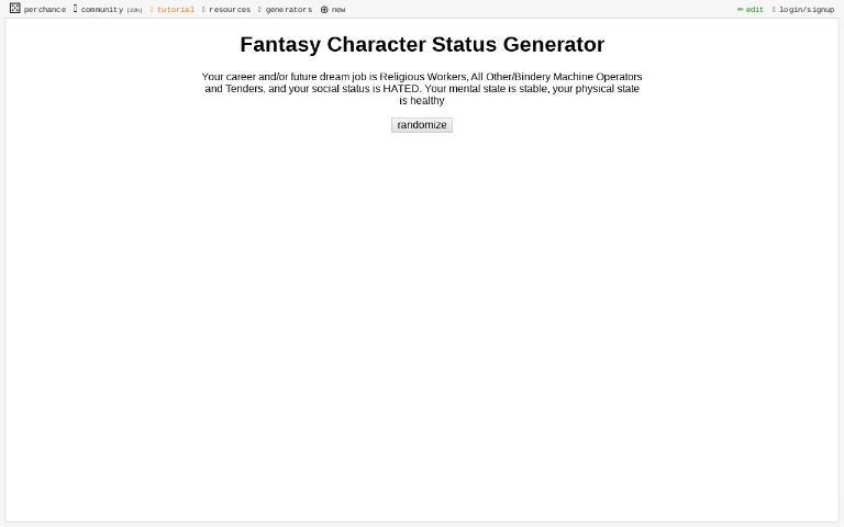 Fantasy Character Status Generator