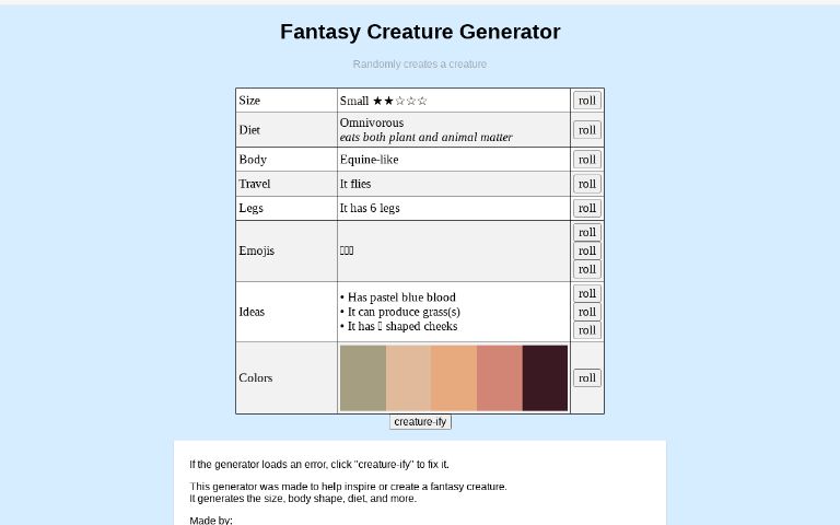 Fantasy Creature Generator