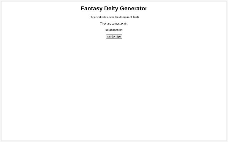 Fantasy Deity Generator