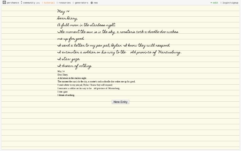 Fantasy Diary ― Perchance Generator