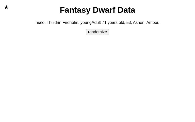 Fantasy Dwarf Data ― Perchance Generator