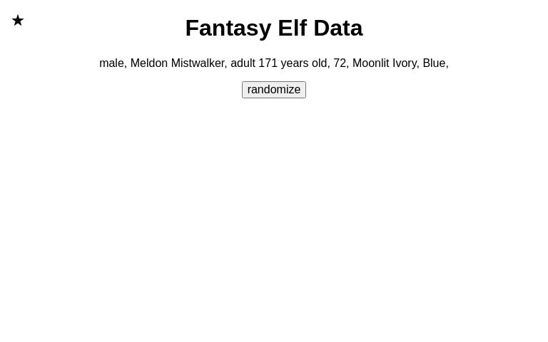 Fantasy Elf Data ― Perchance Generator