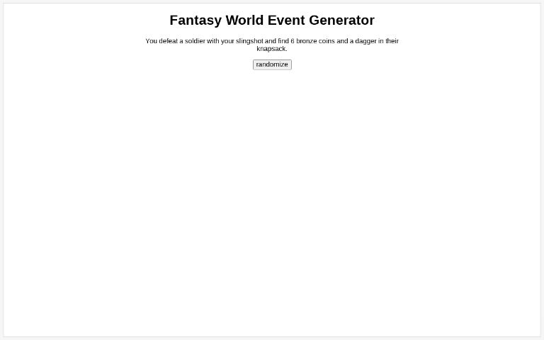 Fantasy World Event Generator